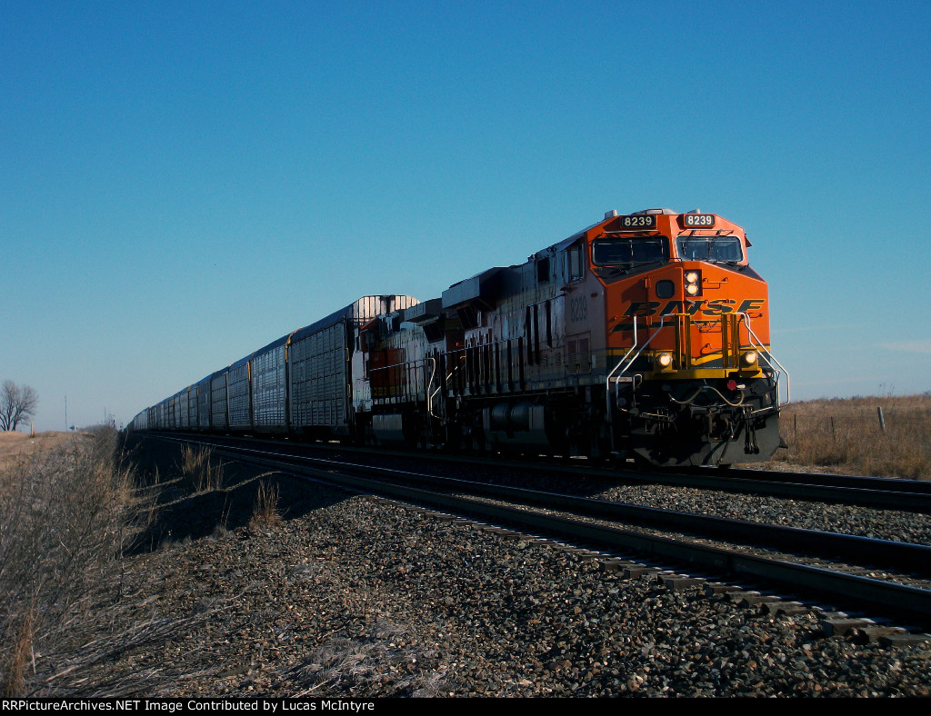 BNSF 8239 westbound BNSF loaded vehicle train